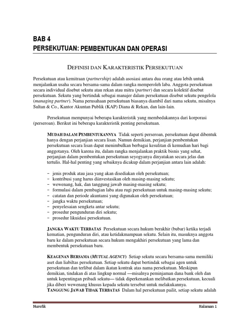 Karakteristik dan Akuntansi Persekutuan | PDF