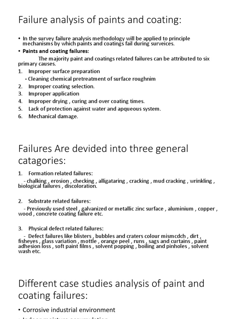 Failure Analysis of Paints and Coating | PDF | Paint | Chemical Processes