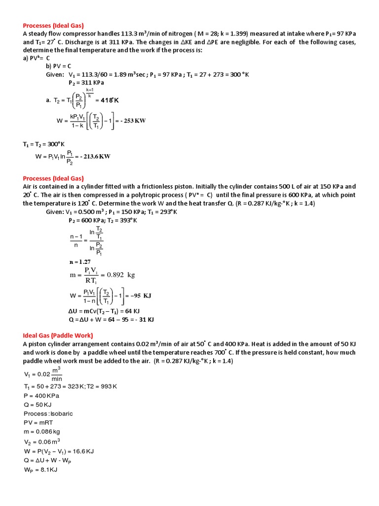 Thermodynamics Problems PDF | PDF | Enthalpy | Gases