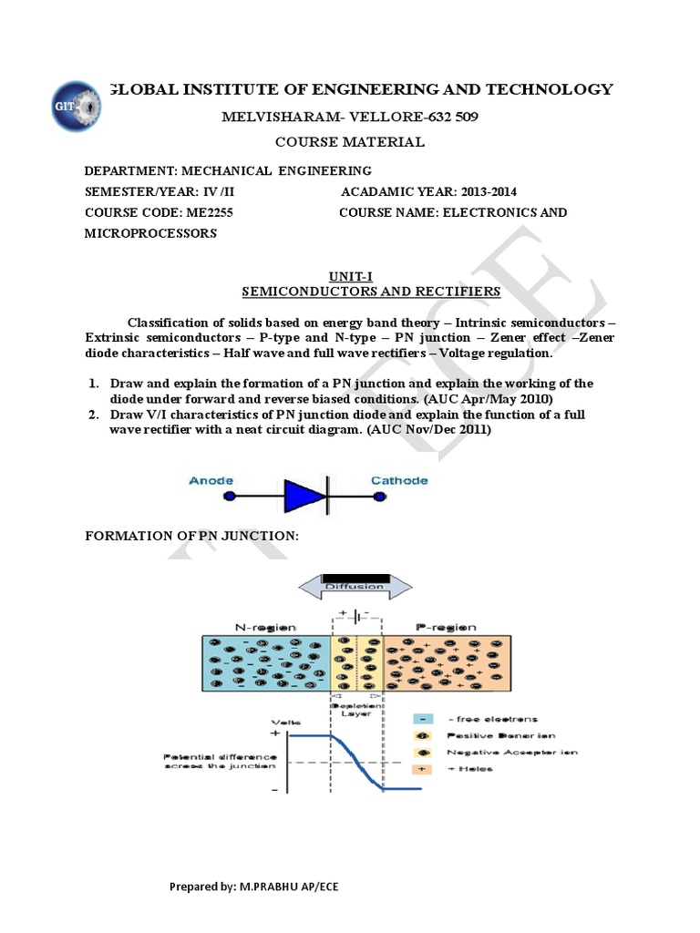 Emp Notes of Lesson | PDF | P–N Junction | Transistor