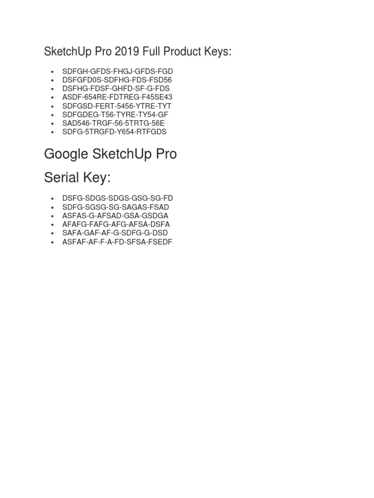 SketchUp Pro 2019 Full Product Keys | PDF