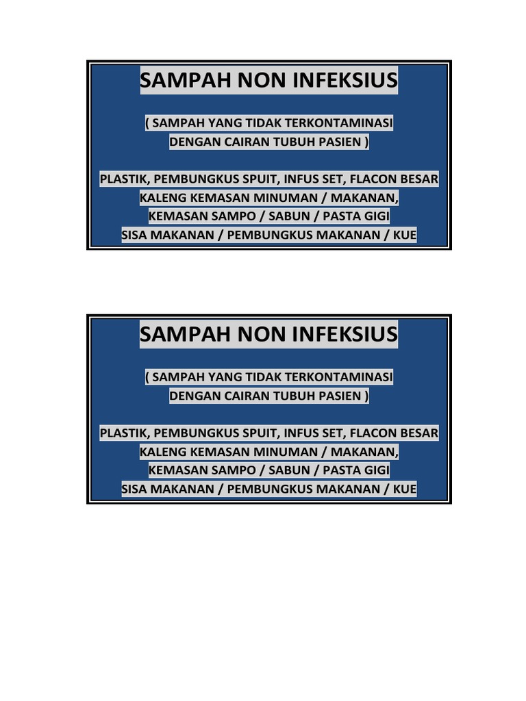 Stiker Sampah Non Infeksius | PDF