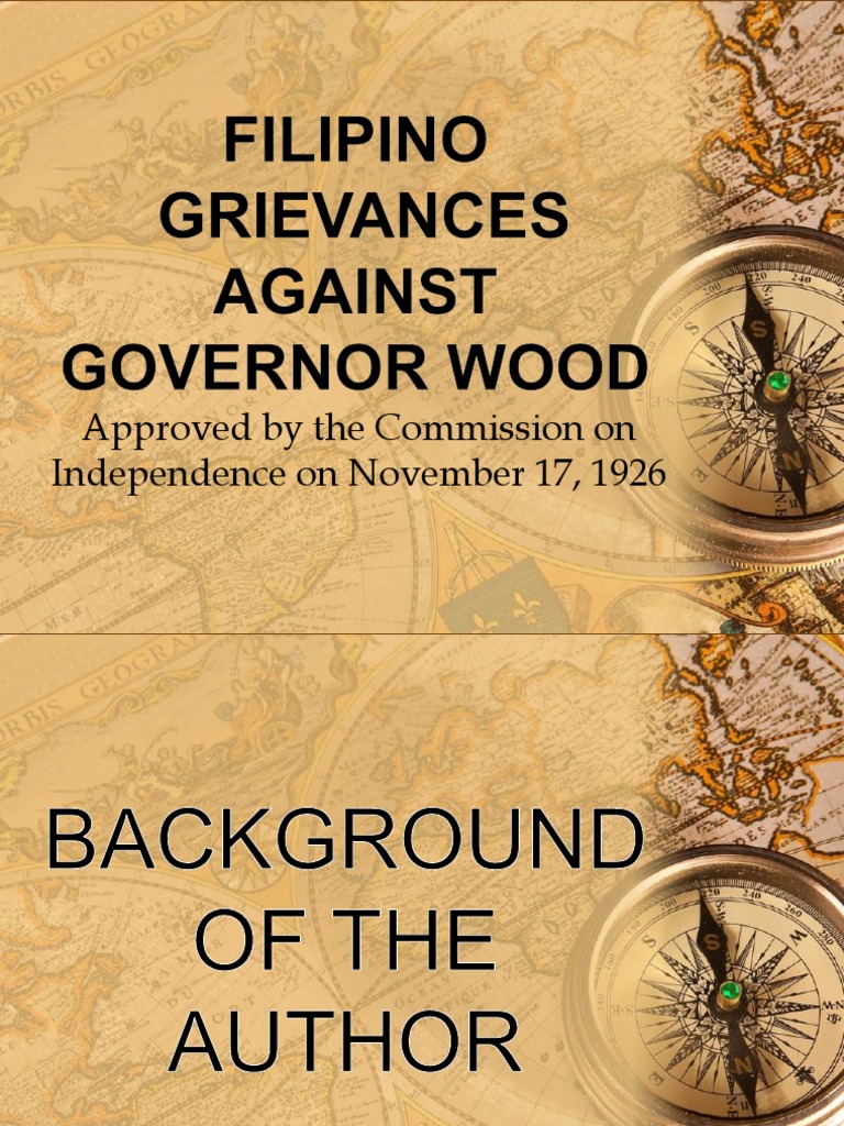 Filipino Grievances Against Governor Wood (1) | Constitutional Law | Virtue