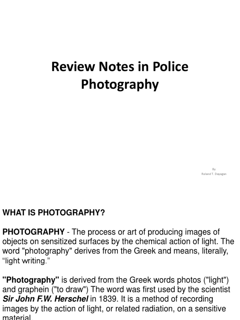 Review Notes in Police Photography | PDF | Camera Lens | Camera
