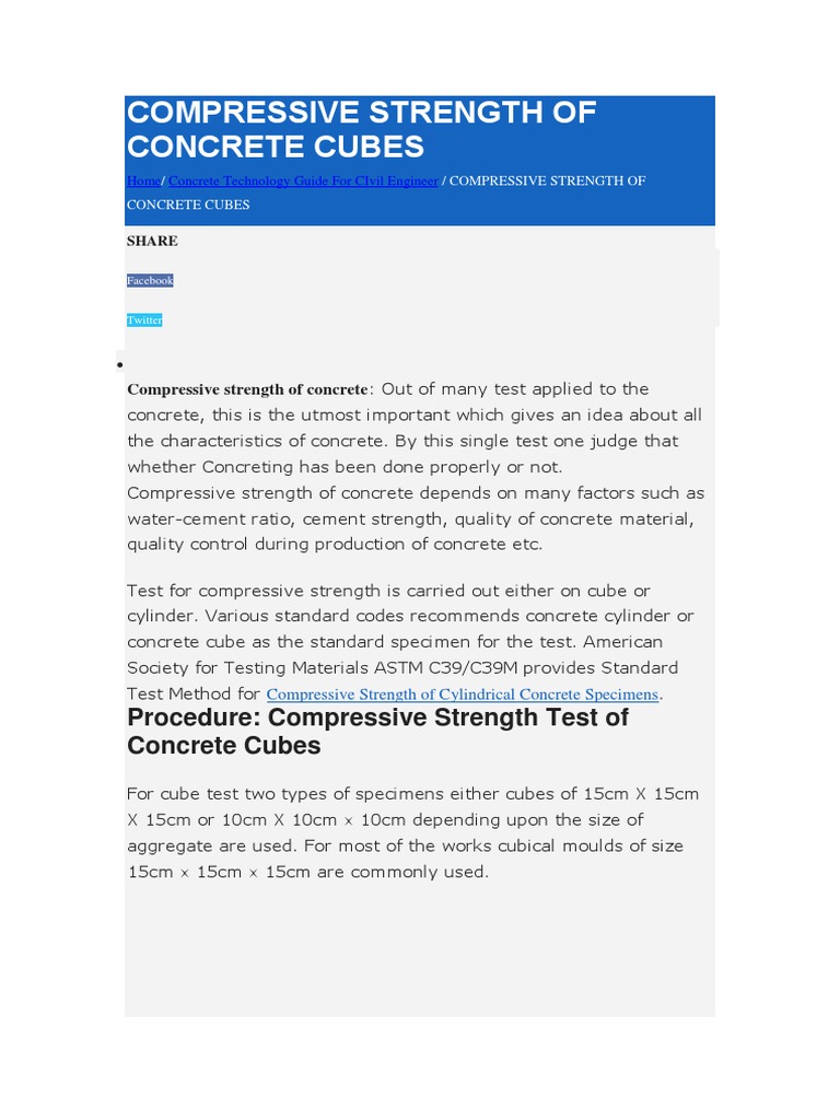 Compressive Strength of Concrete Cubes | PDF | Concrete | Composite ...