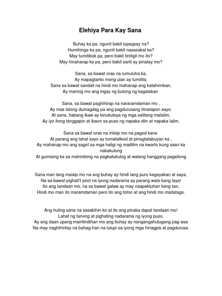 Elehiya para Kay Sana | PDF