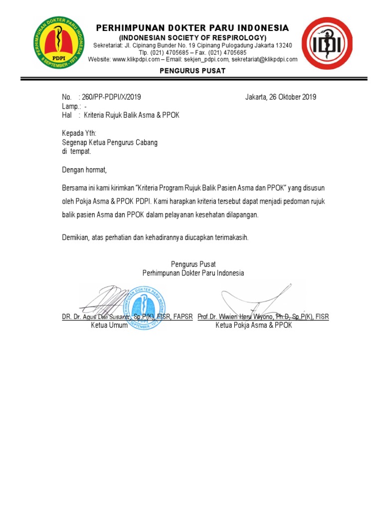 Kriteria Rujuk Balik Asma & PPOK PDPI | PDF | Sains & Matematika