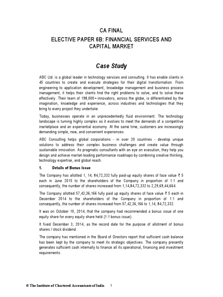 01 Icai Case Study Question | PDF | Stocks | Dividend