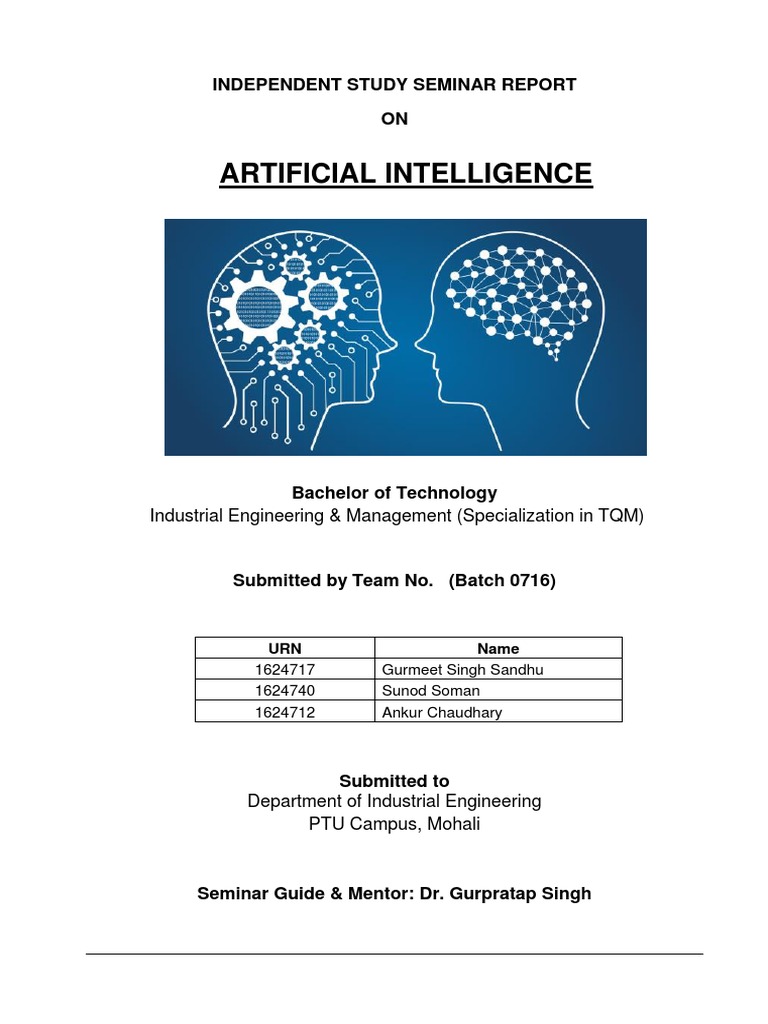 Project Report On Artificial Intelligence | Artificial Intelligence | Intelligence (AI) & Semantics