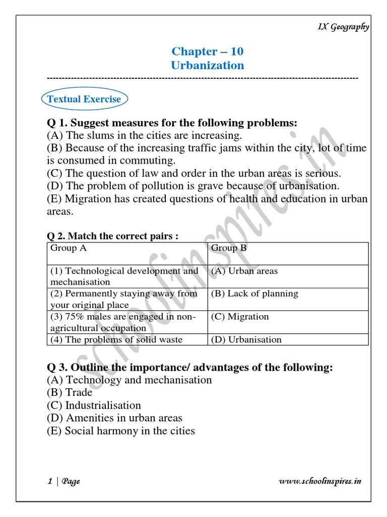 Urbanization Chapter Questions and Answers | PDF | Urbanization | Slum