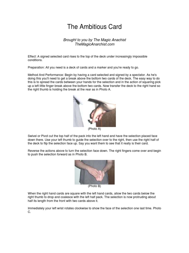 Ambitious Card | PDF | Hand | Leisure