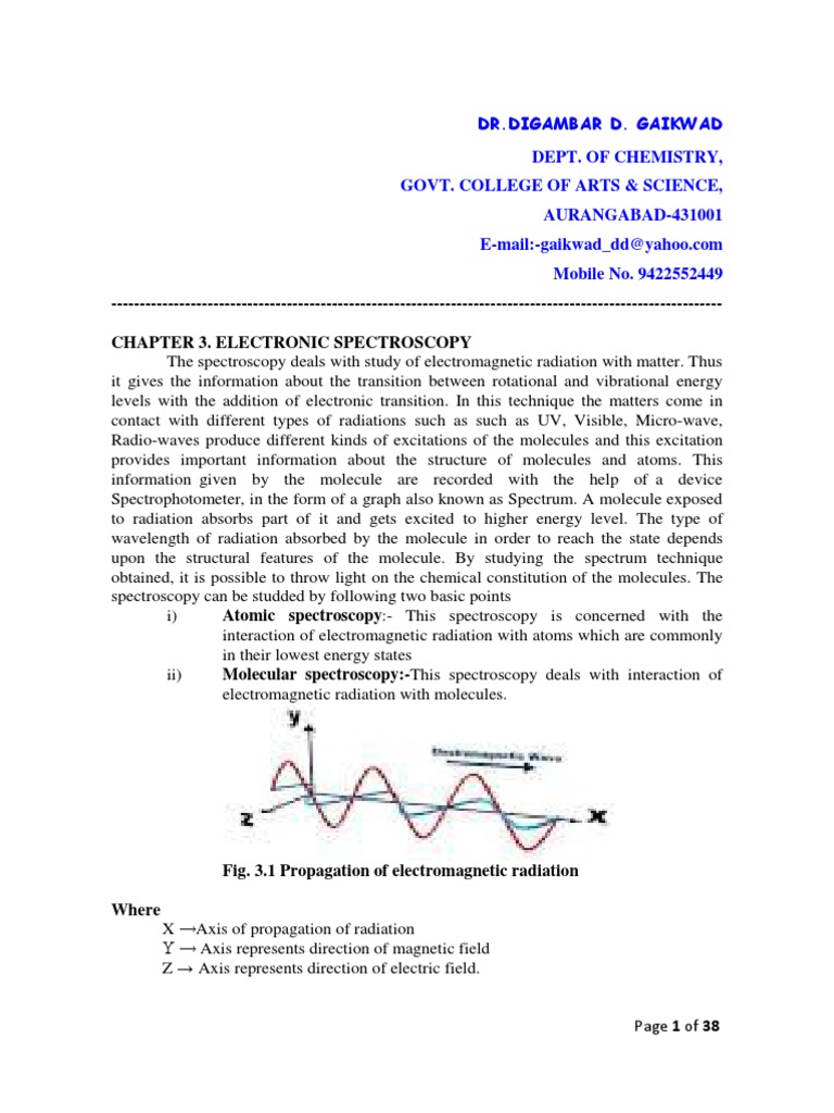 Electronic Spectroscopy Basics | PDF | Infrared Spectroscopy ...