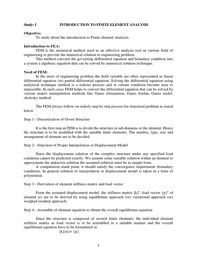 Fea Lab Manual PDF | PDF | Finite Element Method | Numerical Analysis