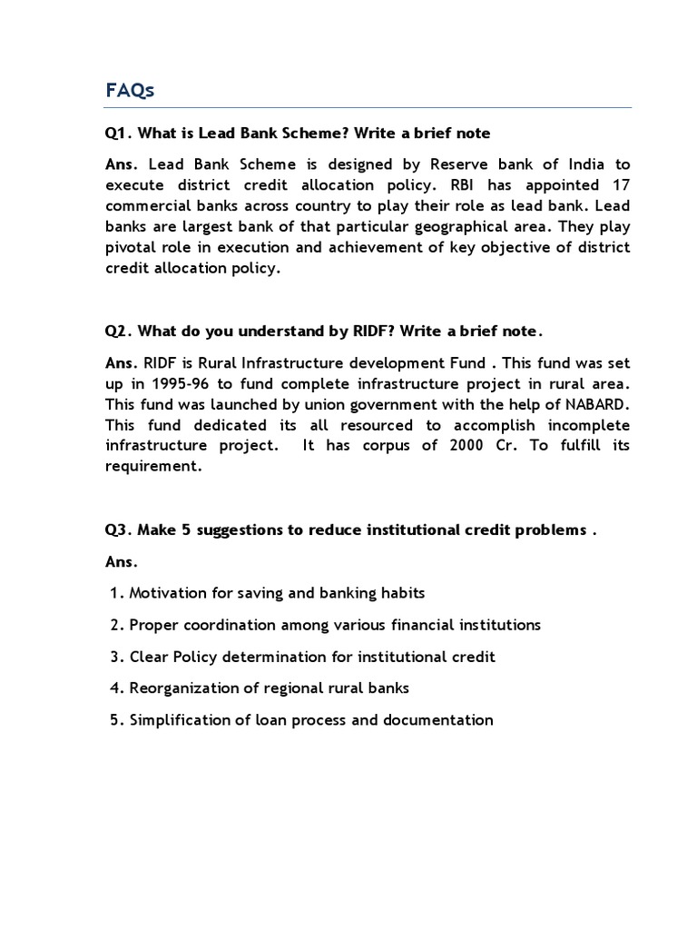 Lead Bank Scheme | Download Free PDF | Credit Card | Reserve Bank Of India