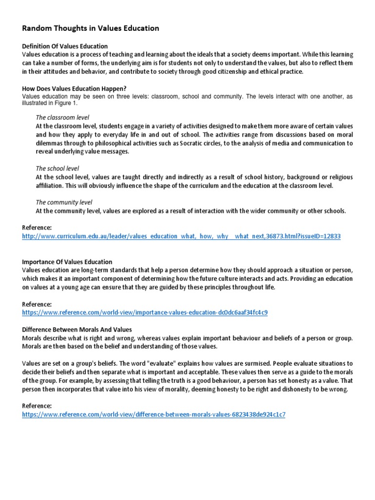 Values Education | PDF | Value (Ethics) | Morality