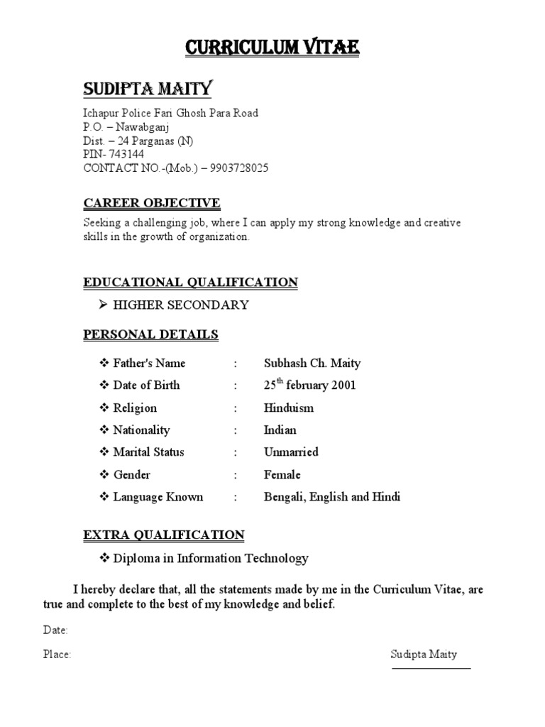 Curriculum Vitae Sudipta | PDF
