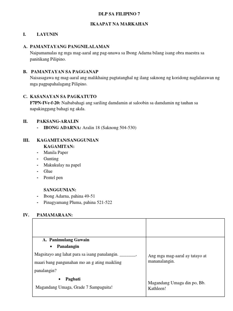 DLP Sa Filipino 7-Edited | PDF