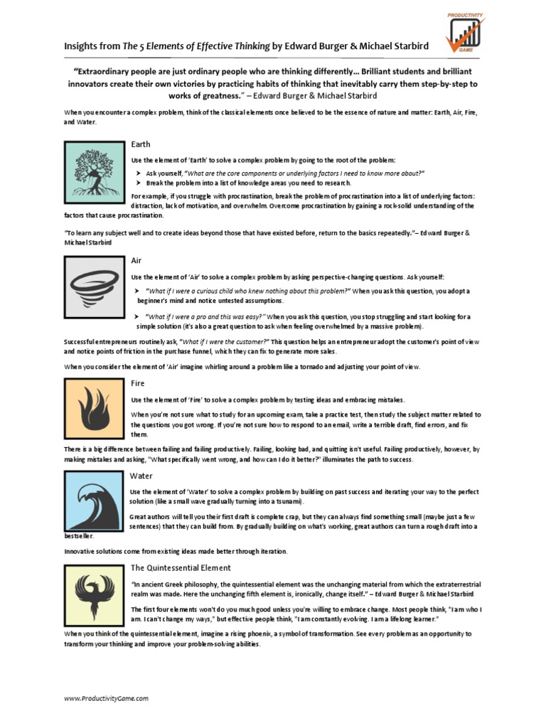 The 5 Elements of Effective Thinking | PDF | Motivation | Motivational