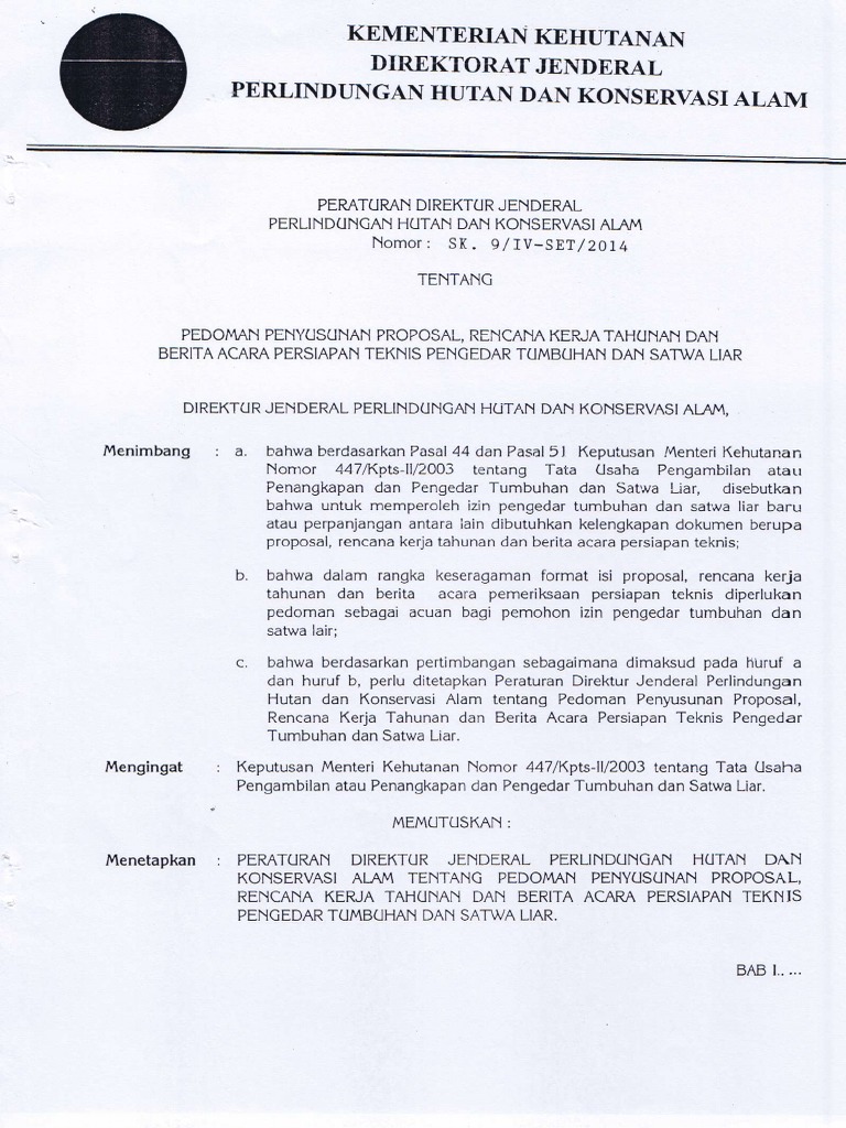 Perdirjen No .9 Tahun 2014, Pedoman Penyusunan Proposal, RKT, BAP PDF | PDF
