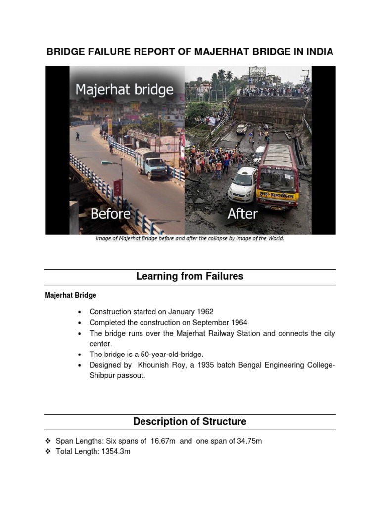 Bridge Failure Report of Majerhat Bridge in India | PDF | Transport ...