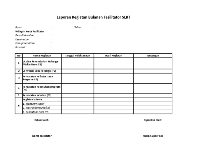 Form Laporan Fasilitator-1 | PDF