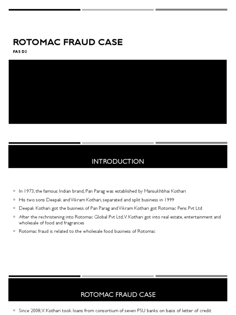 Analysis of the Rotomac Fraud Case: Modus Operandi, Regulations ...