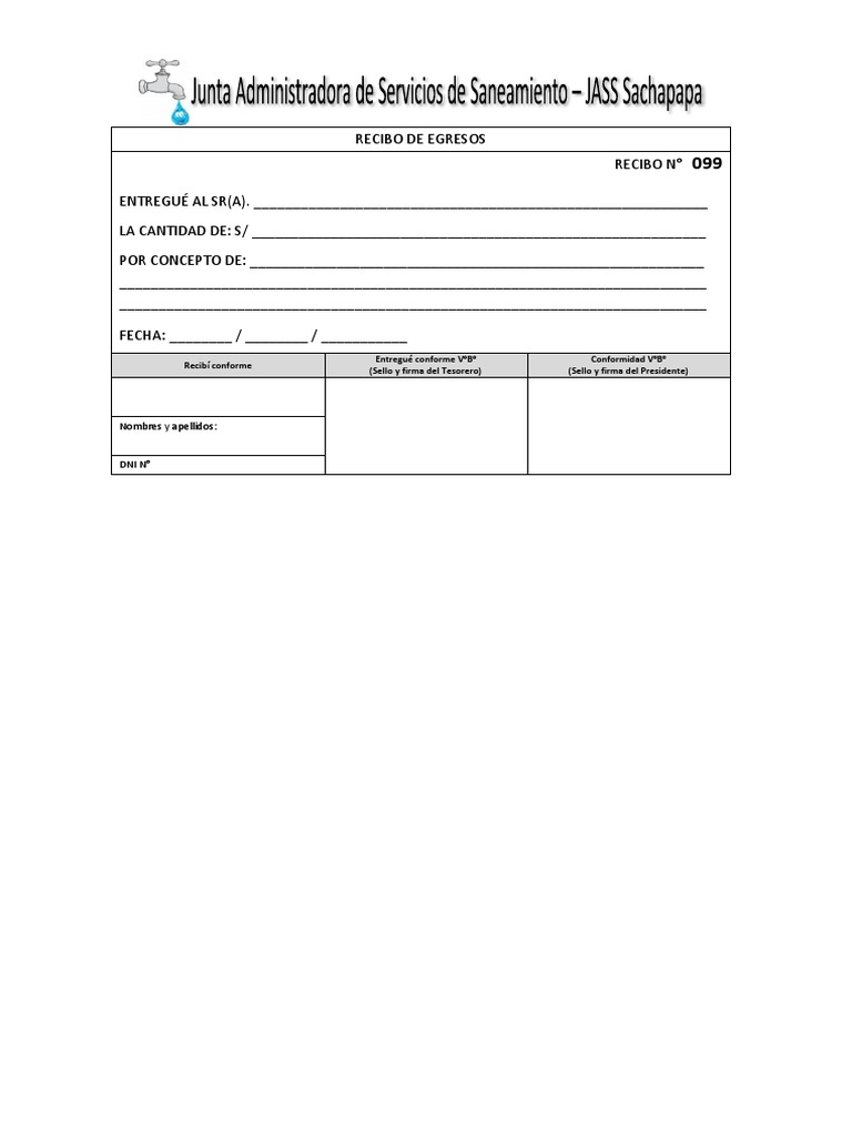 Modelo de Recibo Egreso | PDF