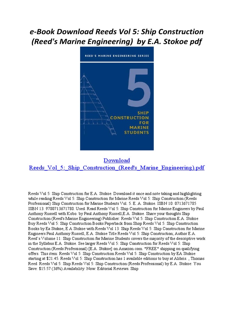 Reeds Vol 5 Ship Construction (Reed's Marine Engineering) | PDF