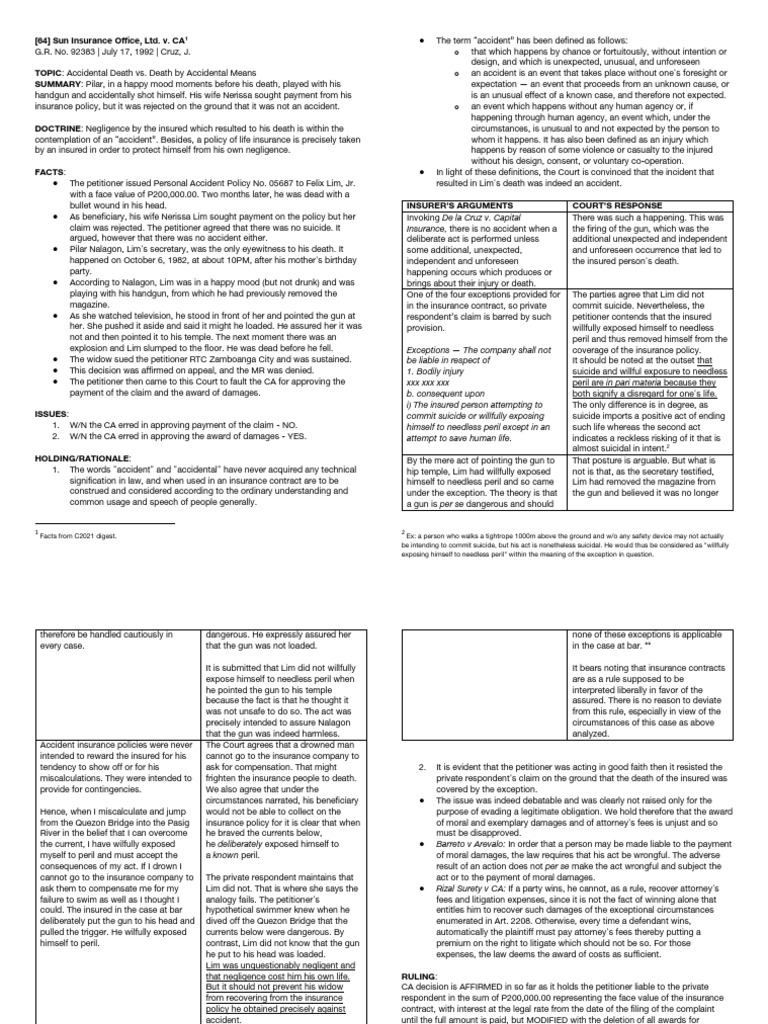 Sun Insurance Office v. CA | PDF | Insurance | Damages