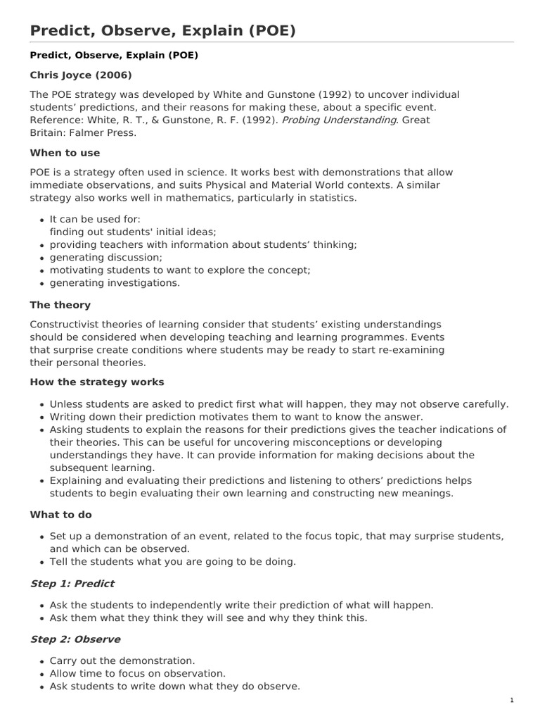 ARBs - Predict, Observe, Explain (POE) - 2019-03-12 PDF | PDF ...