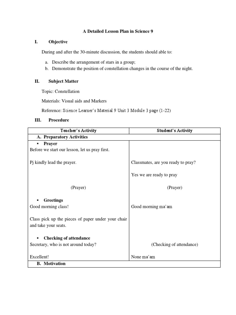 Detailed Lesson Plan Grade 9 Shy | PDF | Zodiac | Constellation