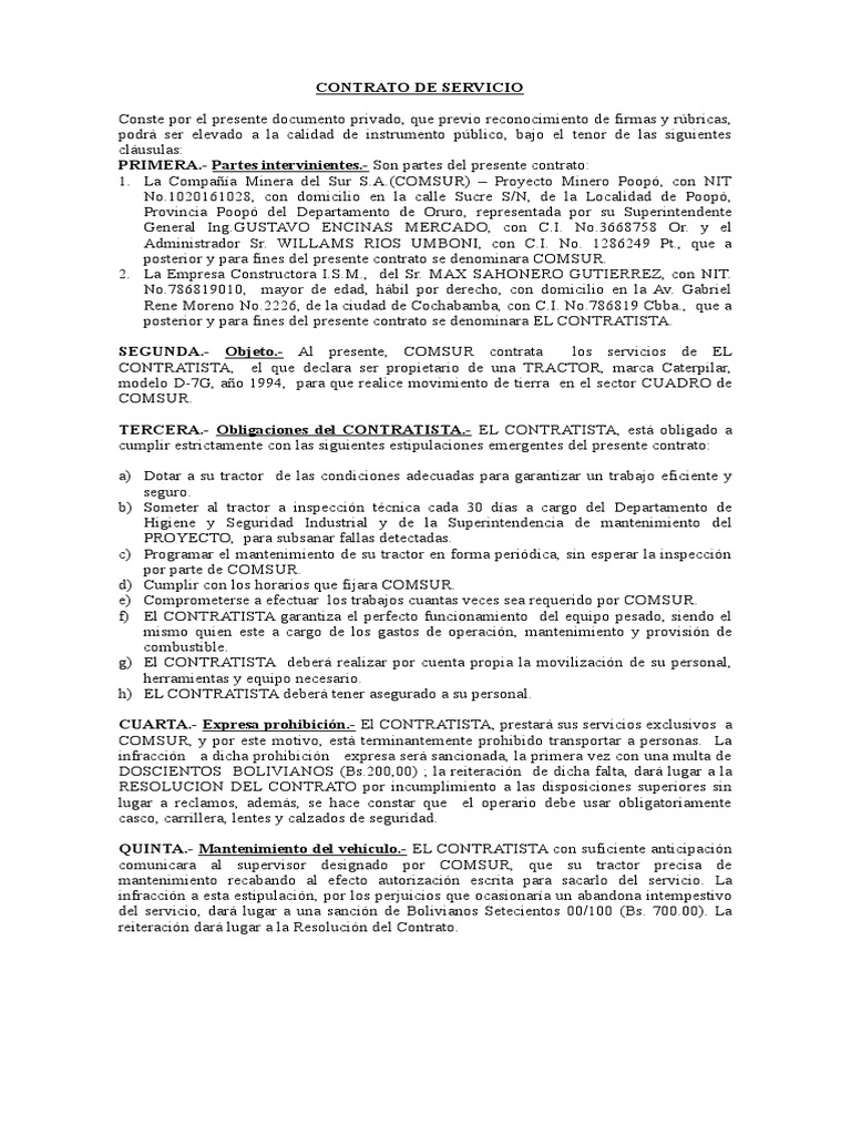 Contrato de Tractor Ism | PDF | Gobierno