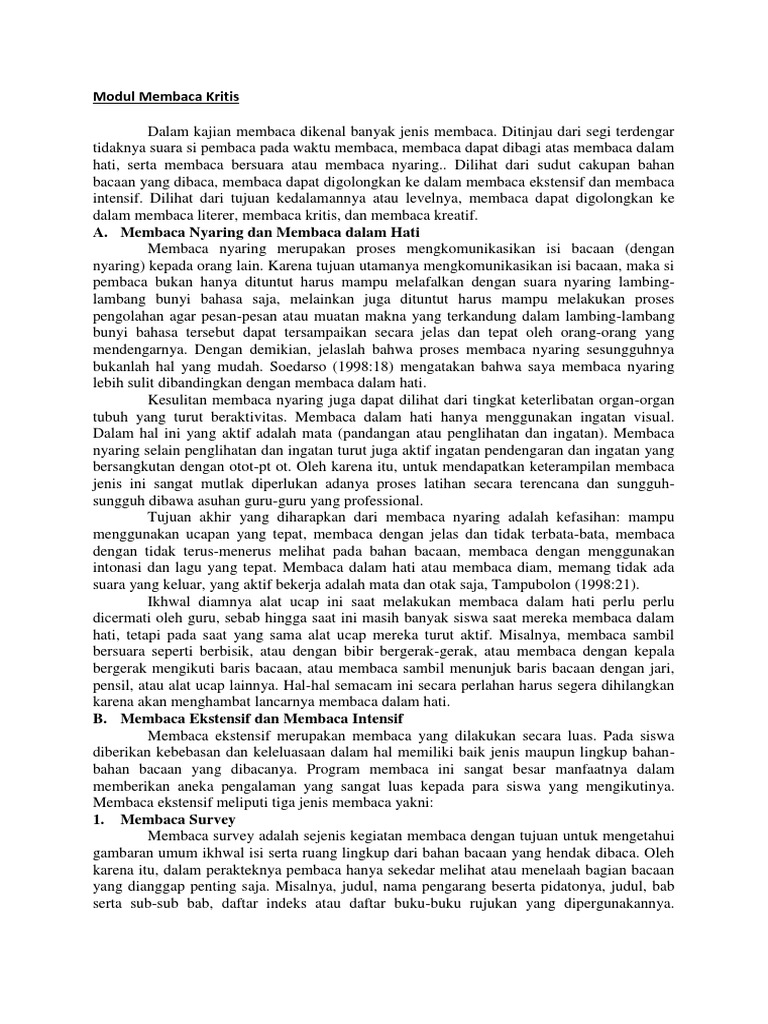 Modul Membaca Kritis | PDF