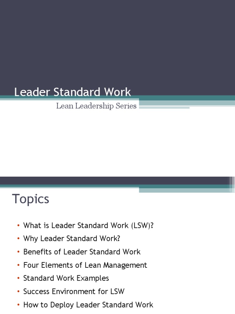 Leader Standard Work Overview and Benefits | PDF | Computing | Leadership