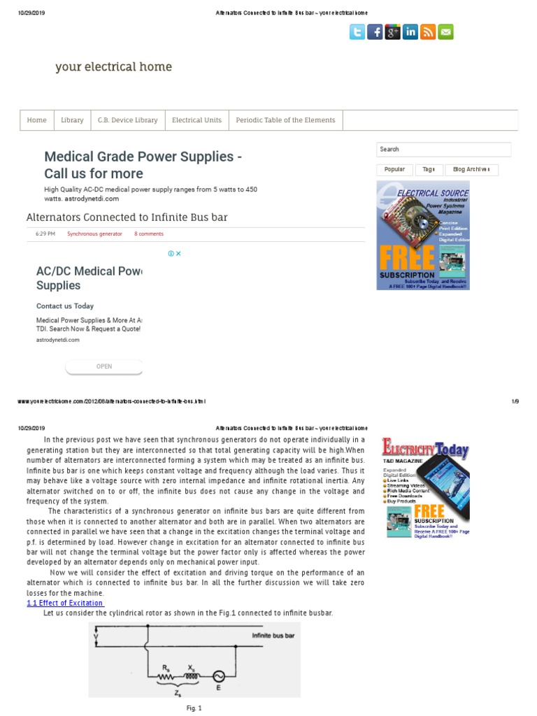 Alternators Connected To Infinite Bus Bar | PDF | Electric Power ...
