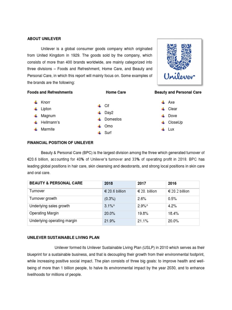 UNILEVER WRITTEN REPORT One | PDF | Unilever | Sustainability