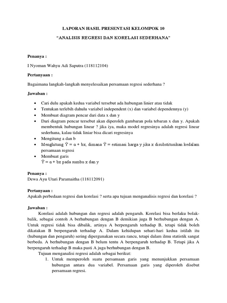 Laporan Hasil Presentasi Kelompok 10 | PDF