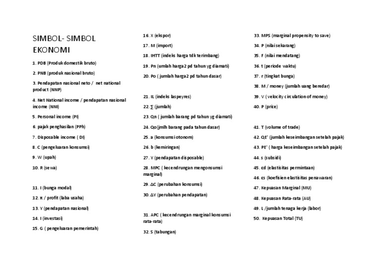 Simbol Ekonomi | PDF