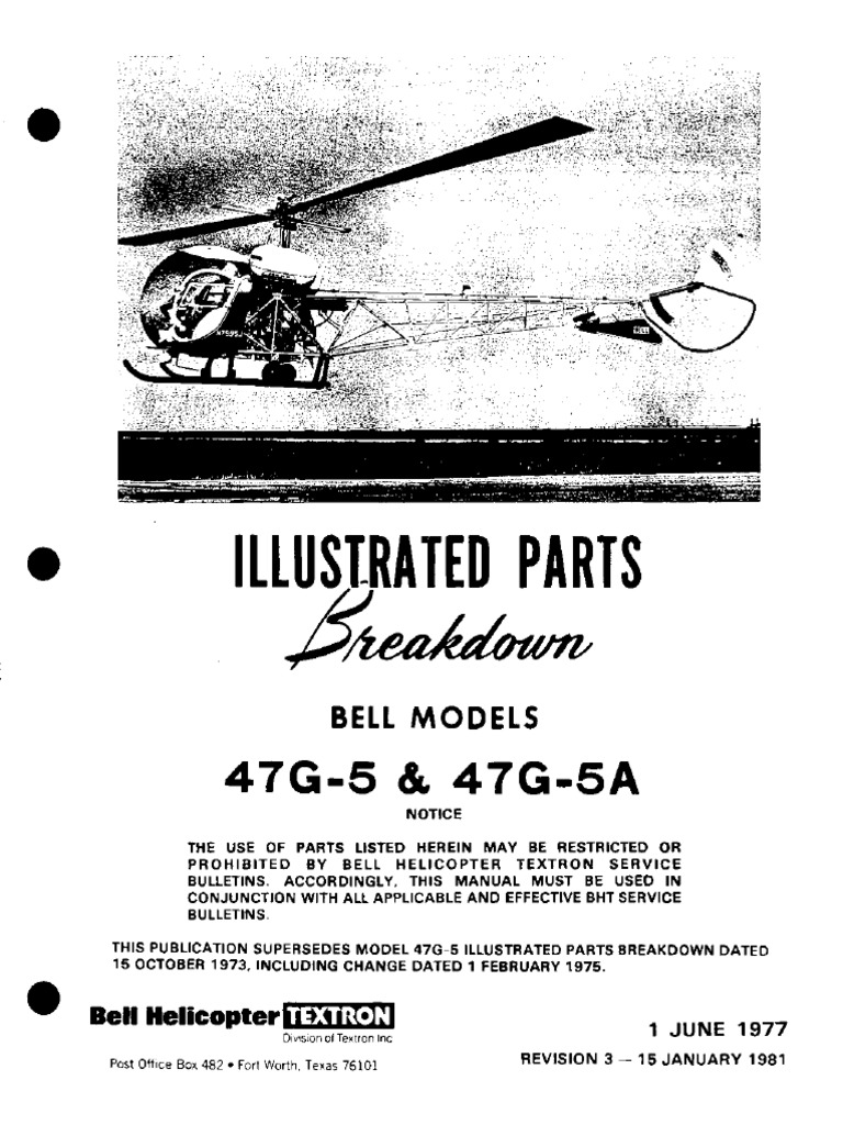 Bell 47G Illustrated Parts Breakdown | PDF | Rotorcraft | Helicopter