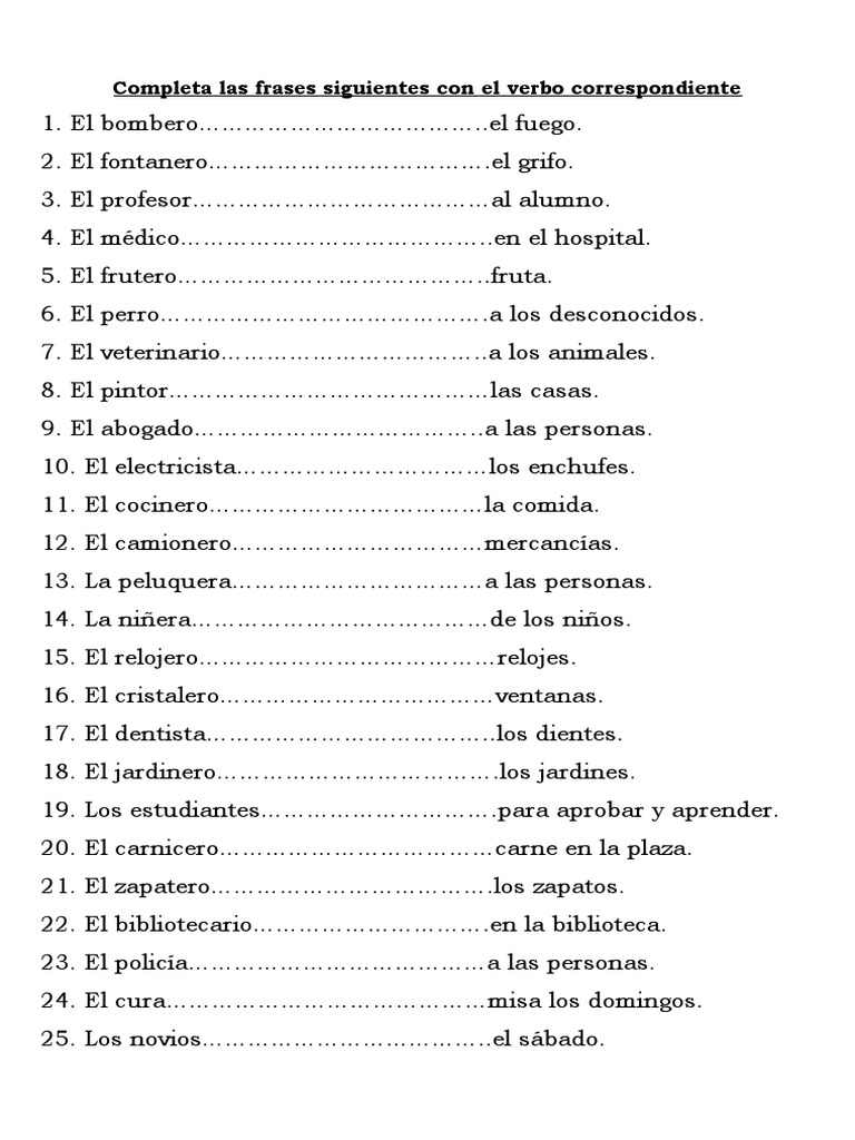 Completar Las Frases Con El Verbo | PDF