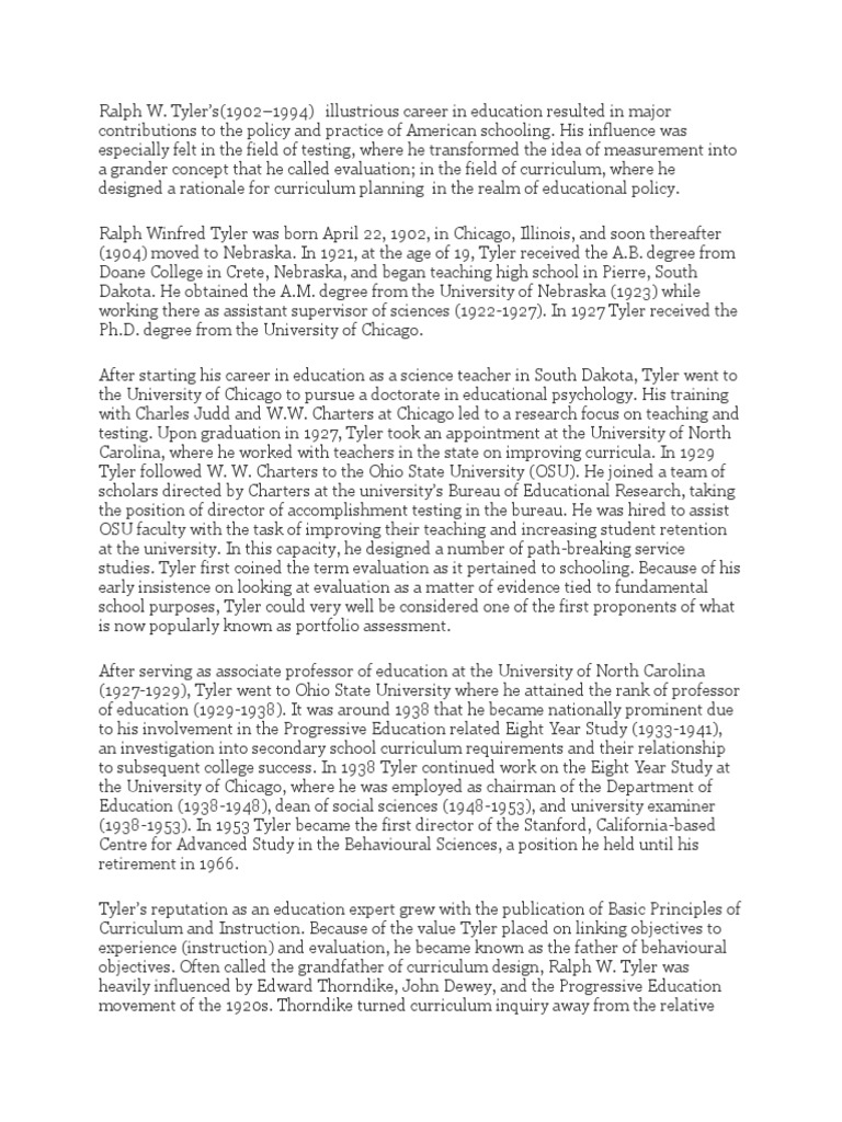 Tyler | PDF | Curriculum | Learning