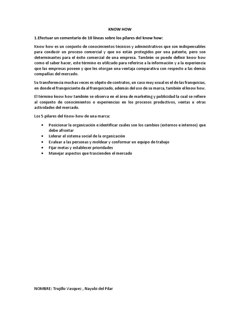 Pilares del Know How Empresarial | PDF
