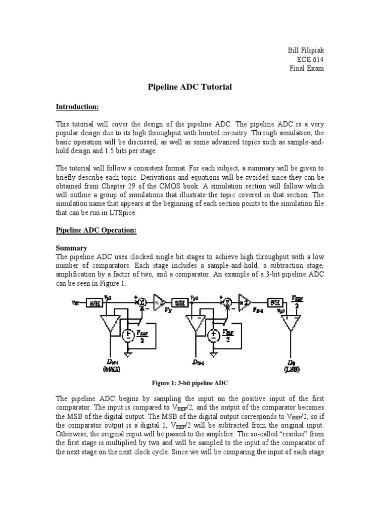 Pipeline ADC Tutorial | PDF | Analog To Digital Converter | Amplifier