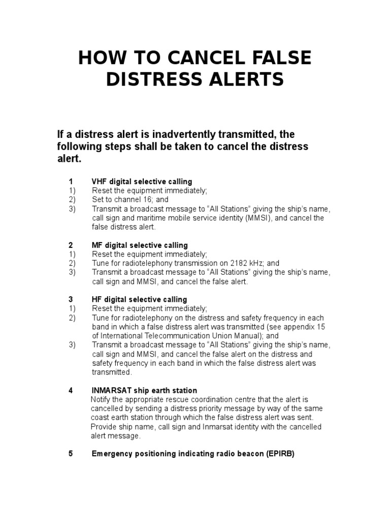 Canceling False Distress Alerts Guide | PDF | Business | Technology ...