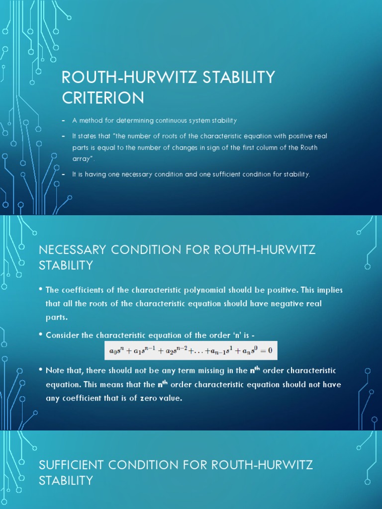 Routh-Hurwitz Stability Criterion | PDF