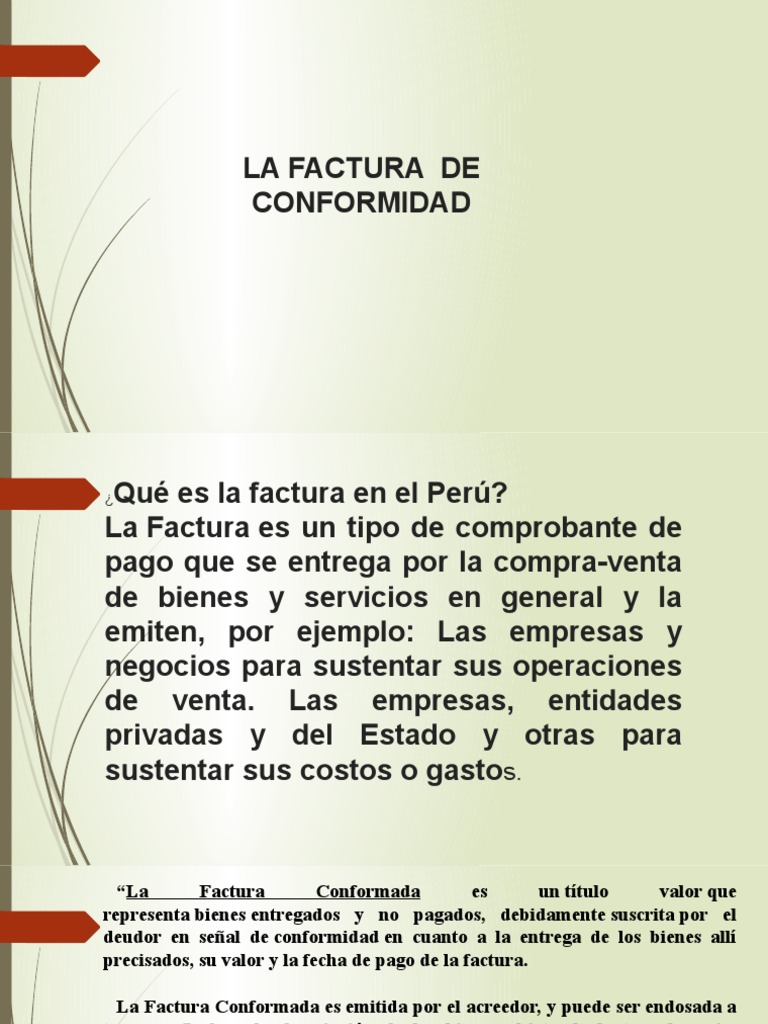 Factura Conformada en Perú: Guía Legal | PDF | Factura | Gobierno