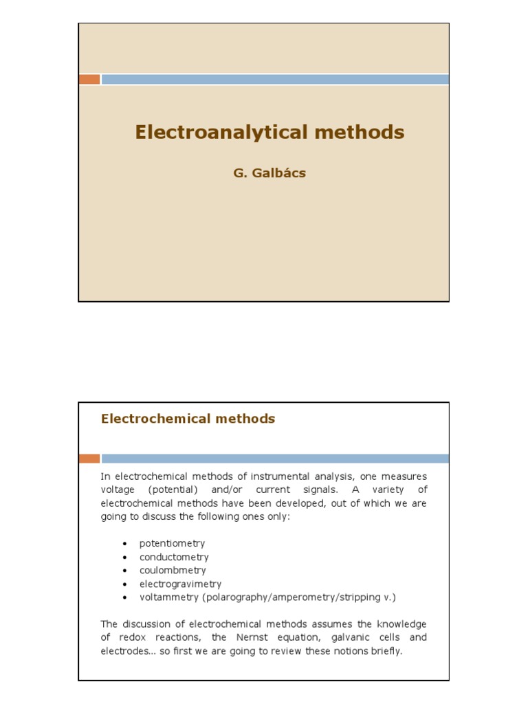 Physical Analysis 2010 - Electroanalytical Methods PDF | PDF ...