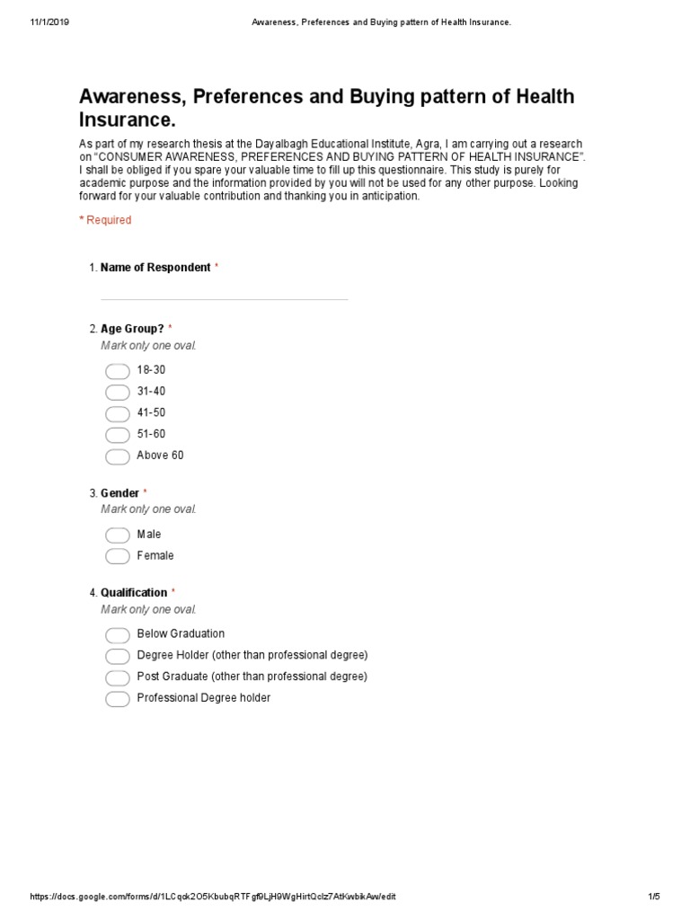 Awareness, Preferences and Buying Pattern of Health Insurance. - Google ...