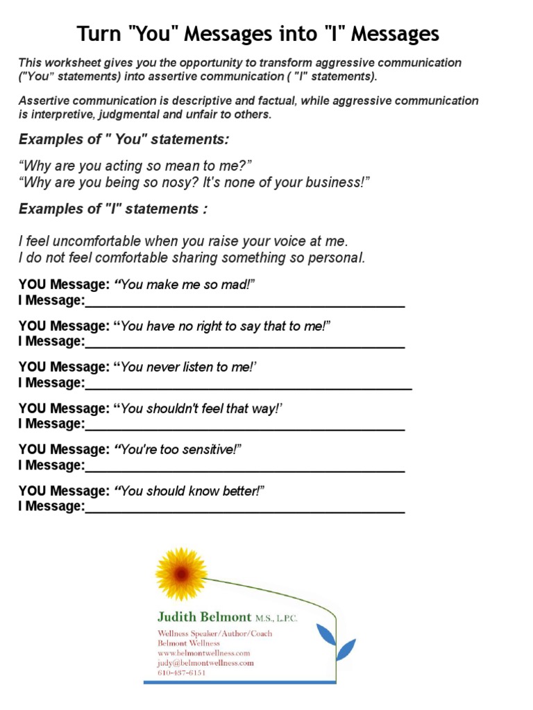 Transforming You Messages to I Messages | PDF | Social Science ...