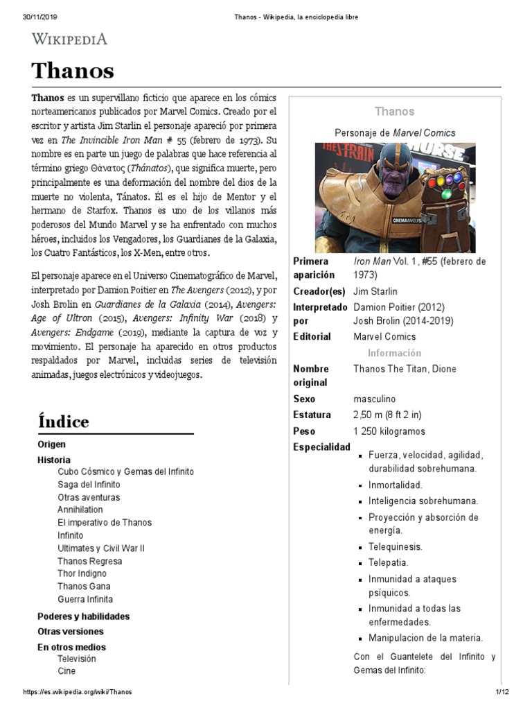 Thanos PDF | PDF | Personajes de Marvel Comics | Comics Marvel